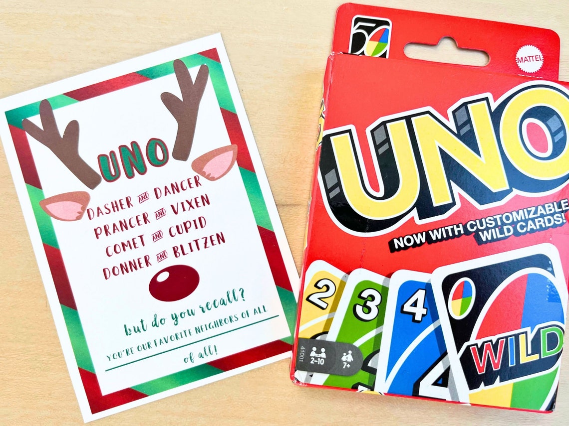 Christmas Neighbor Gift Printable for Uno Cards Holiday Games Christmas ...