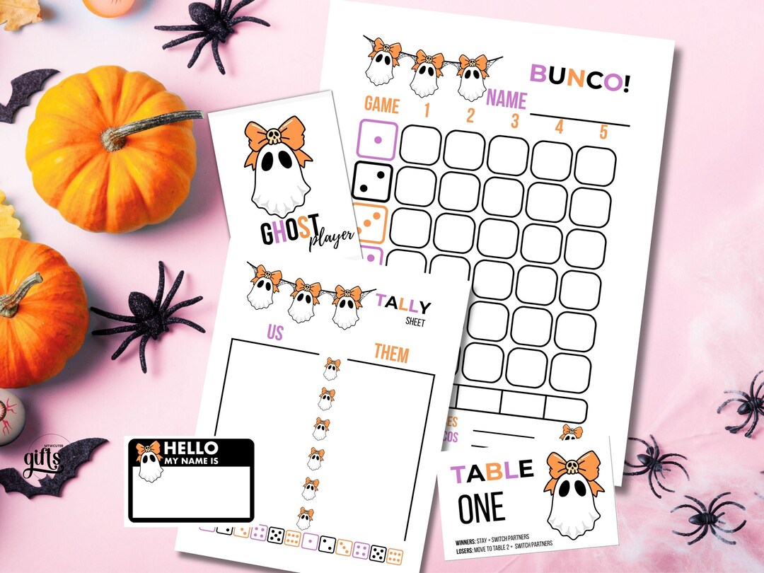 Halloween Bunco Score Cards, Printable Bundle Tally Sheet Game Night ...