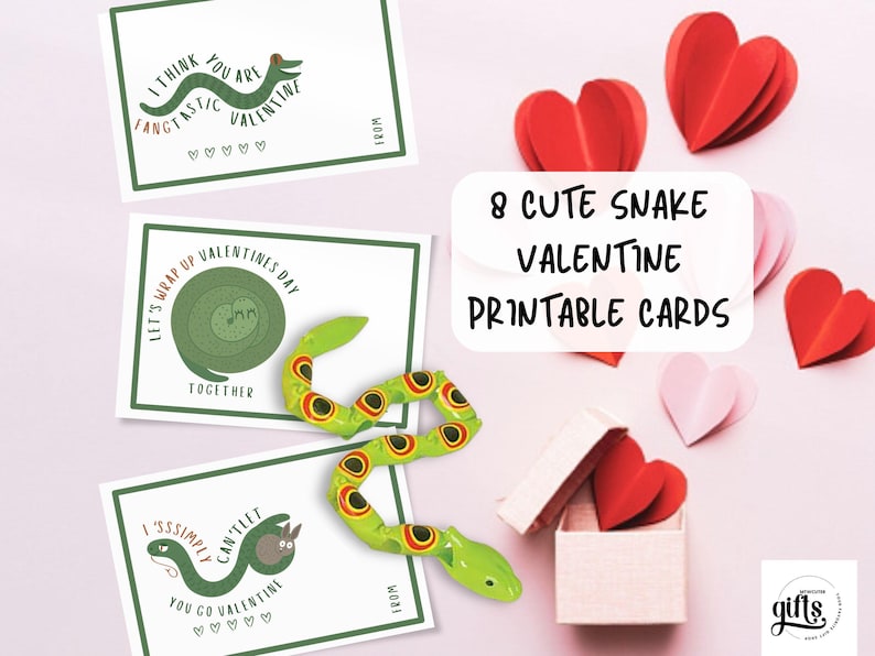 Snake Valentine Cards | Printable Snake Card Boy Valentine | Classroom ...