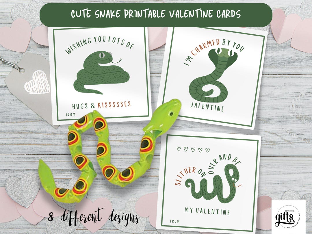 Snake Valentine Cards | Printable Snake Card Boy Valentine | Classroom ...