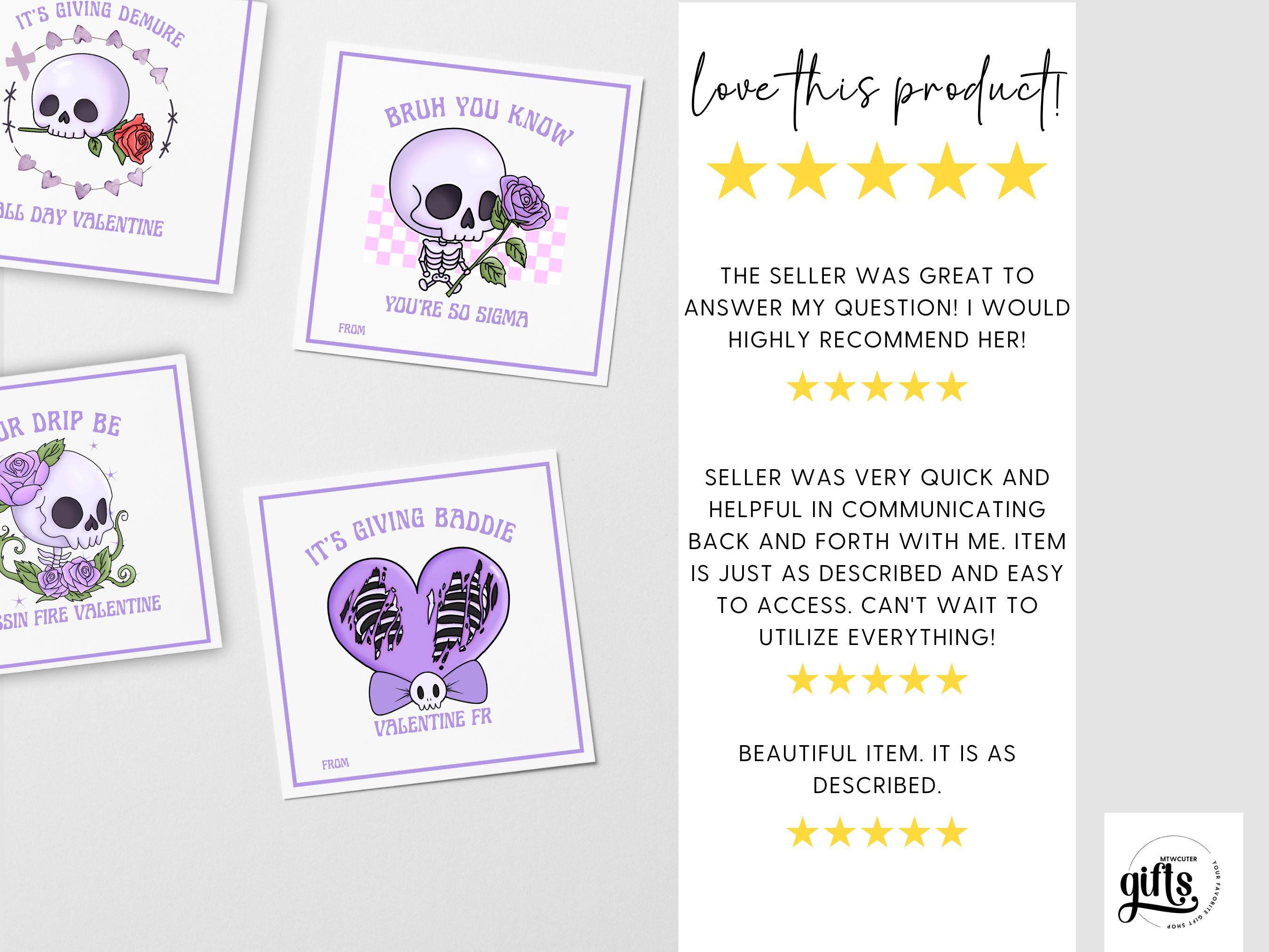 Slang Teen Valentine's Day Printable Cards, Purple Chibi Skeleton Tween ...