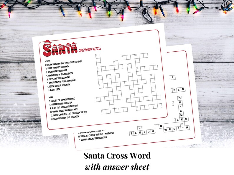Santa Christmas Crossword Puzzle | Classroom Activities Printable Games ...