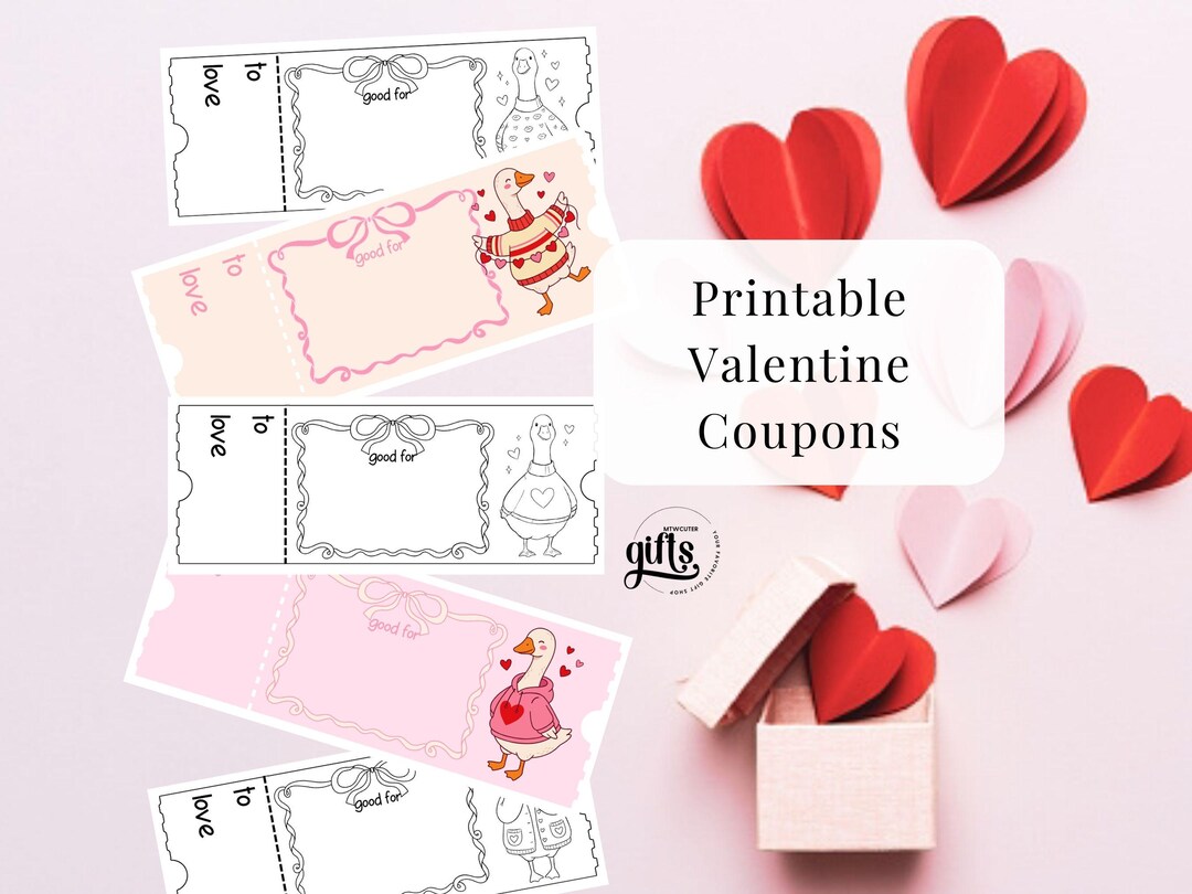 Valentine Coupon Gift Book Silly Goose Printable for Kids, Spouses ...