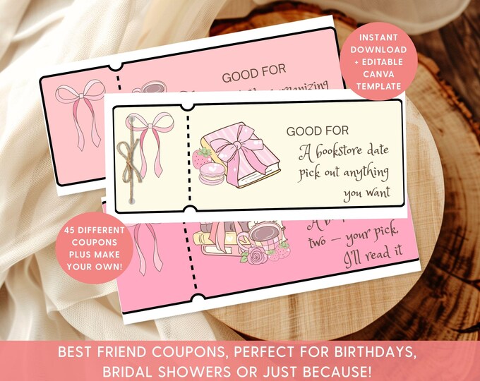 Best Friends Gift, Coupon Book, Printable Coupons, Birthday Gift Ideas ...