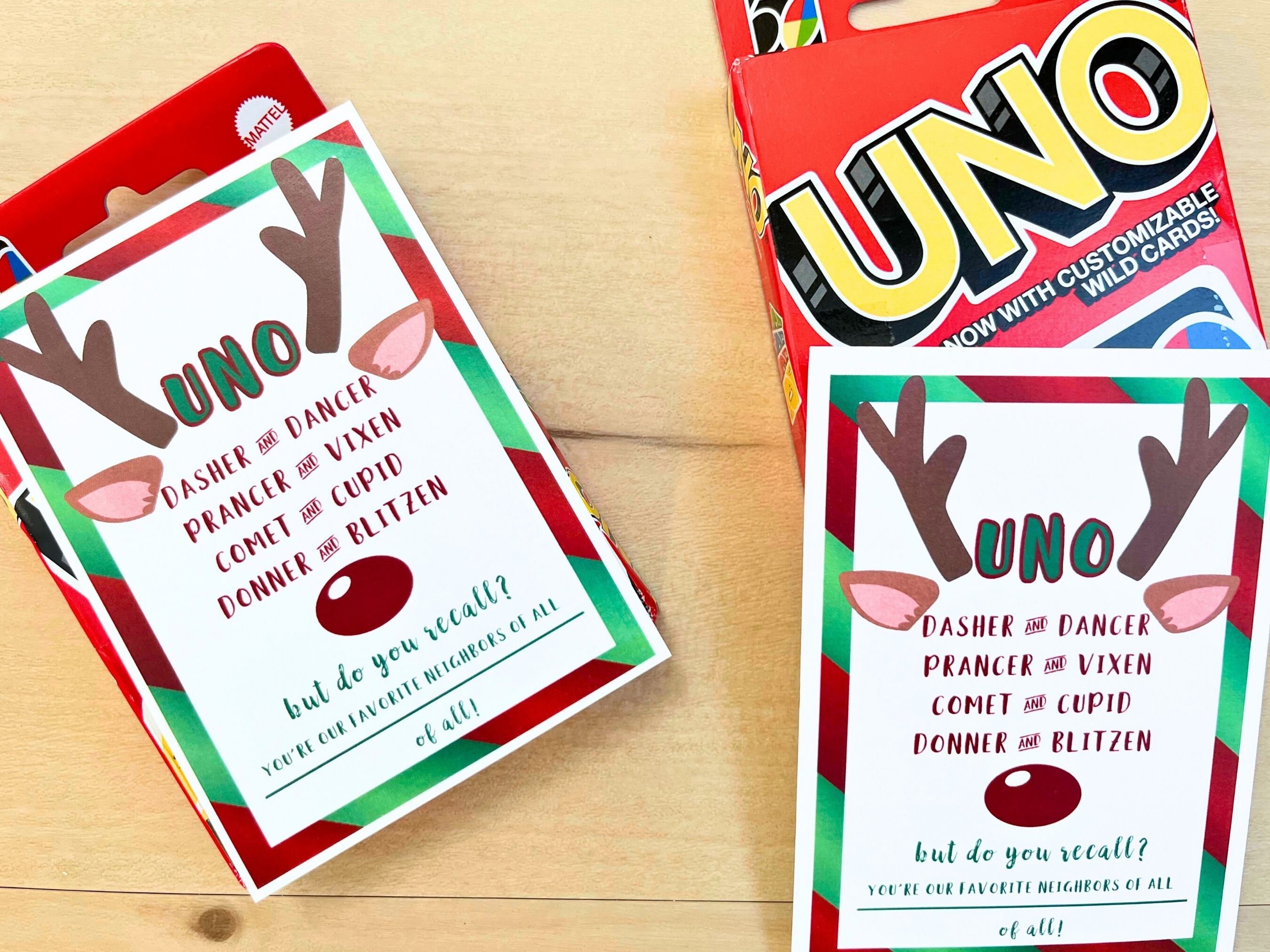 Christmas Neighbor Gift Printable for Uno Cards Holiday Games Christmas ...