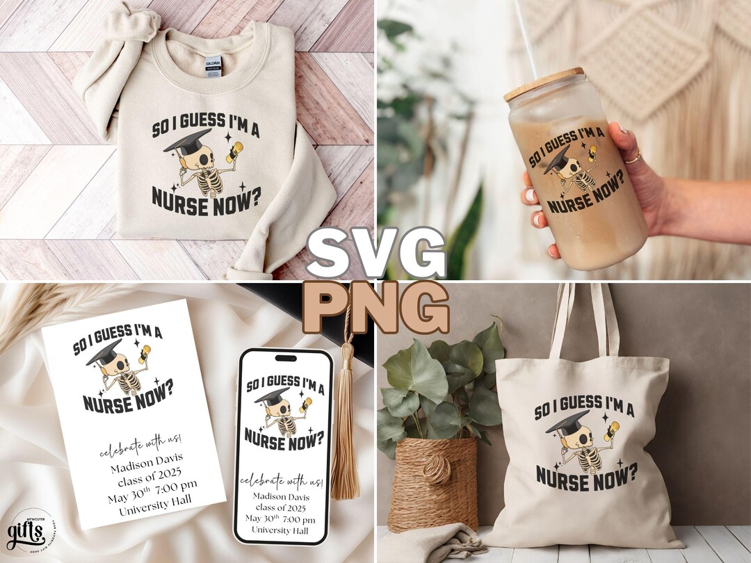 Funny Nurse Graduation PNG SVG Jpg | Skeleton Grad Clipart | Future RN ...