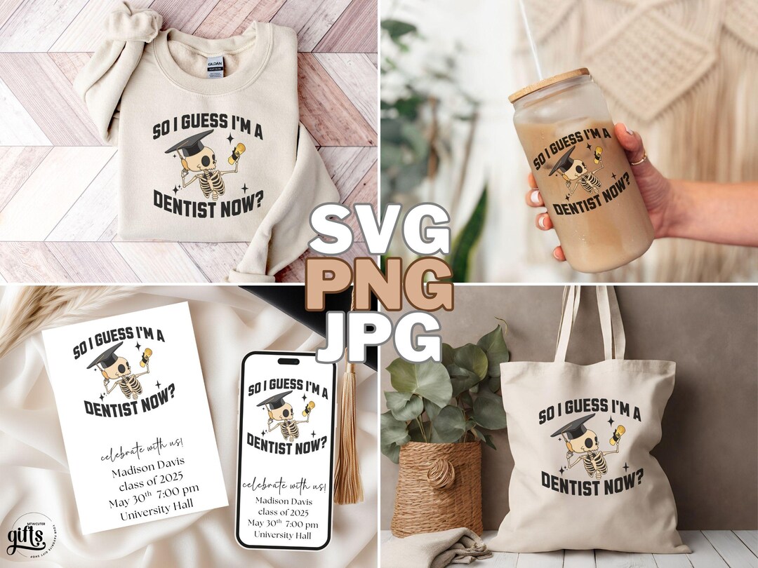 Funny Dentist Graduation PNG SVG Jpg Cute File | Dental School Gift Skeleton DMD Grad Clipart ...