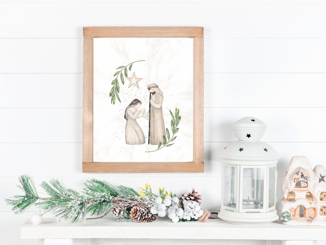 Holy Family Printable Art Nativity Printable Art Christmas Decor ...