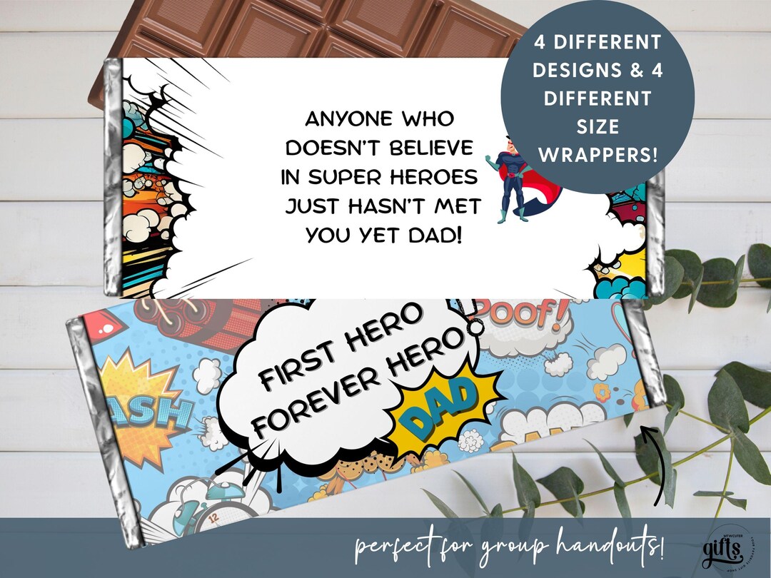 Happy Father's Day Candy Bar Wrapper, Instant Download, Super Hero ...