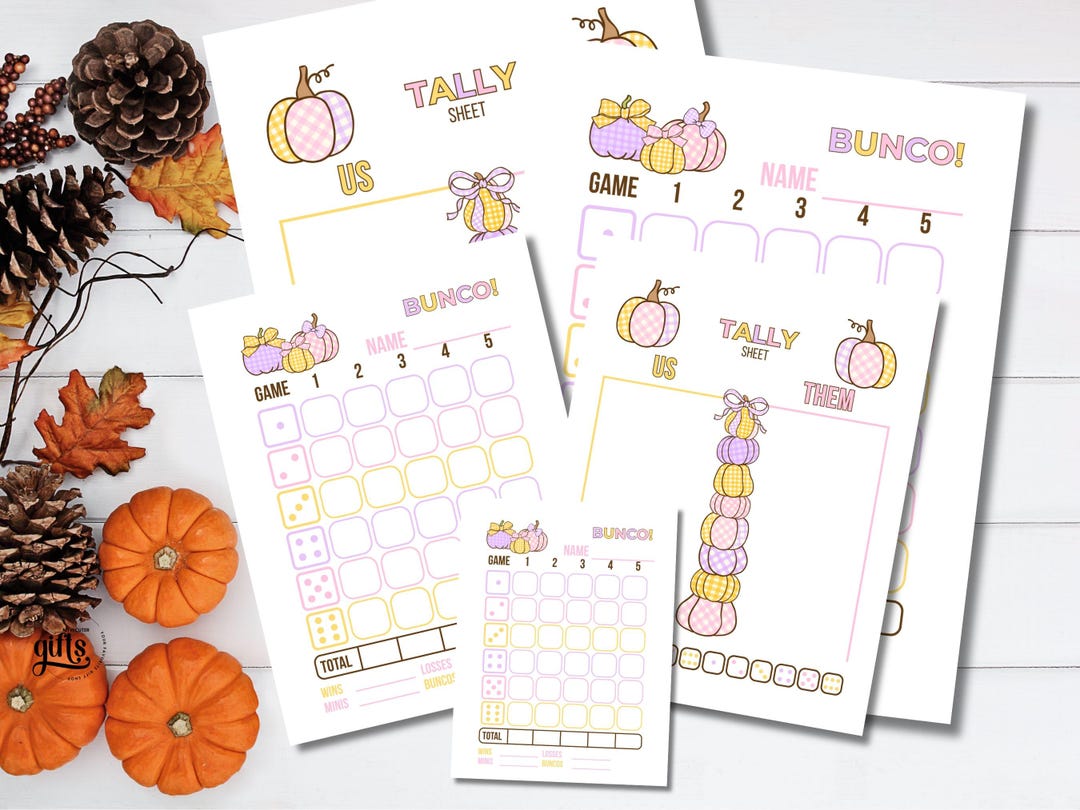 Bunco Fall Score Sheets, Printable Tally Cards for Autumn Parties ...