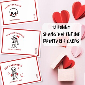 Slang Teen Valentine's Day Printable Cards, Skeleton Tween Valentines ...