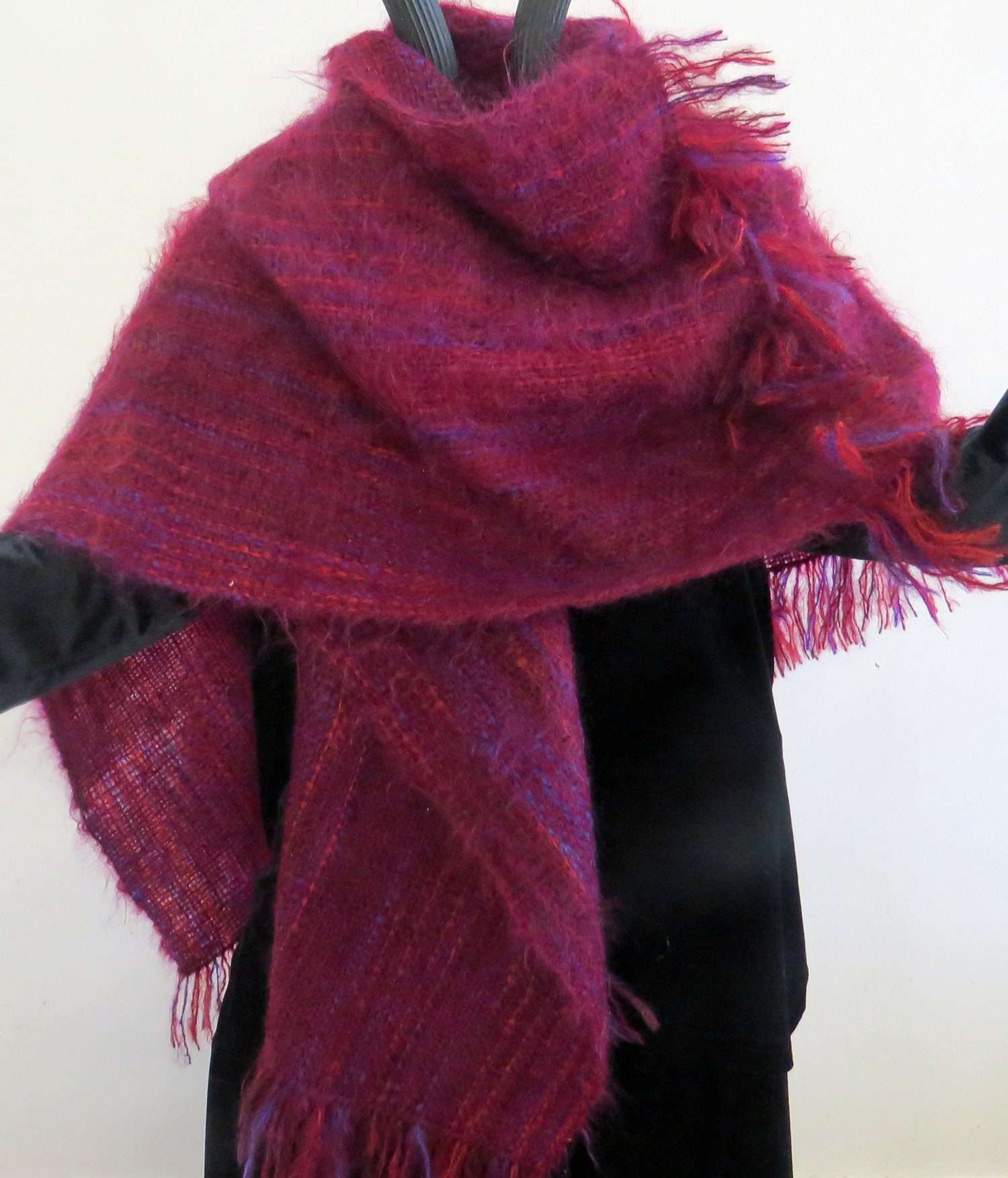 RUANA, Handwoven Mohair in Ruby With Touches of Sapphire. Like Wearing ...