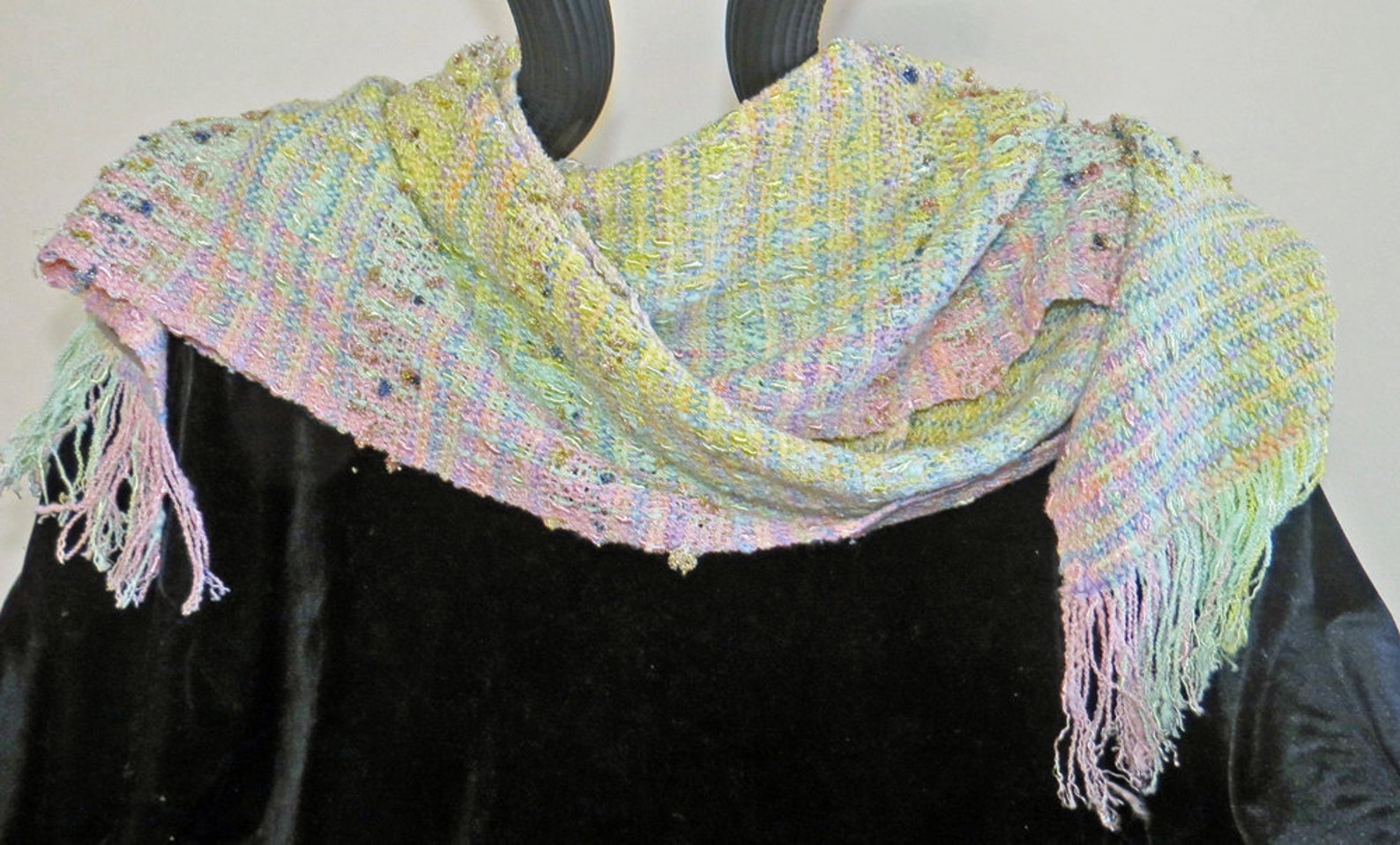 Scarf Long Handwoven Handmade Pastels With Blocks of Gold - Etsy