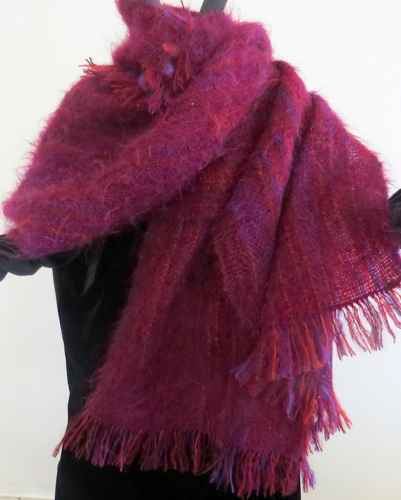 RUANA, Handwoven Mohair in Ruby With Touches of Sapphire. Like Wearing ...