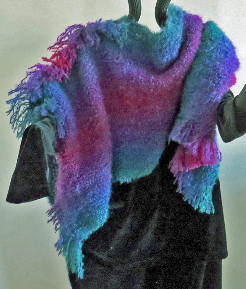 RUANA Triangular Handwoven Loop Mohair, Jewel Colors Ruby, Amethyst ...