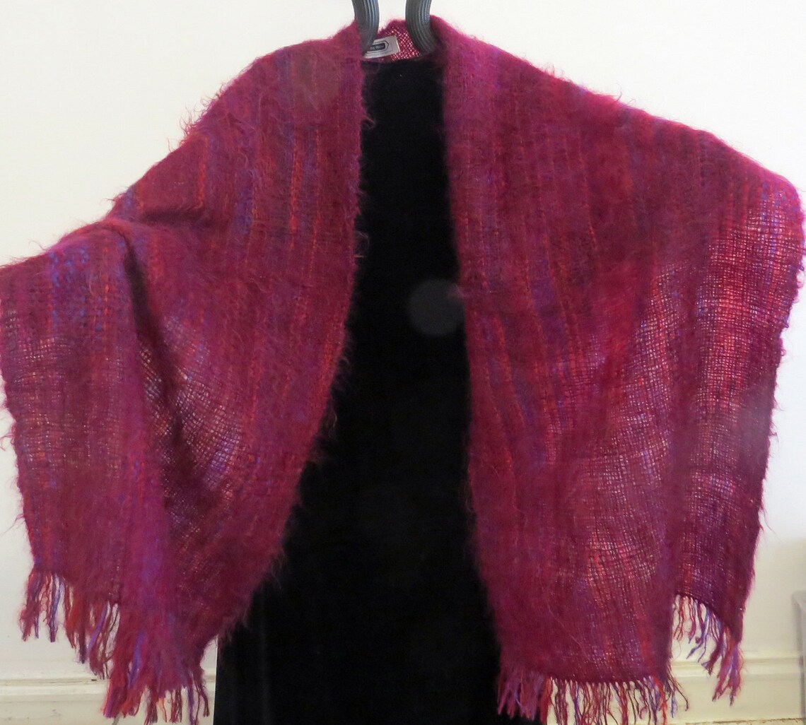 RUANA Handwoven Mohair in Ruby With Touches of Sapphire. Like - Etsy