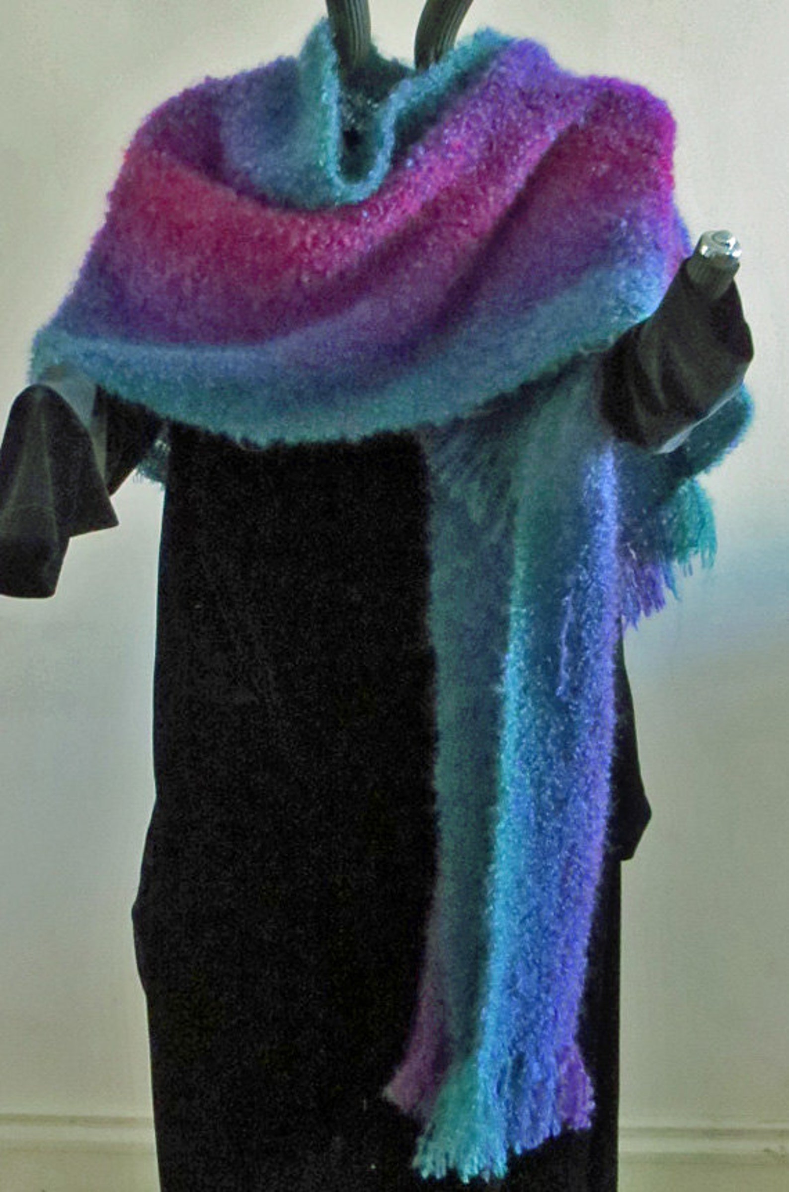 RUANA Triangular Handwoven Loop Mohair, Jewel Colors Ruby, Amethyst ...