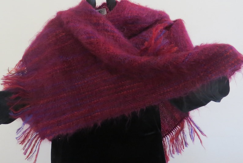 RUANA, Handwoven Mohair in Ruby With Touches of Sapphire. Like Wearing ...