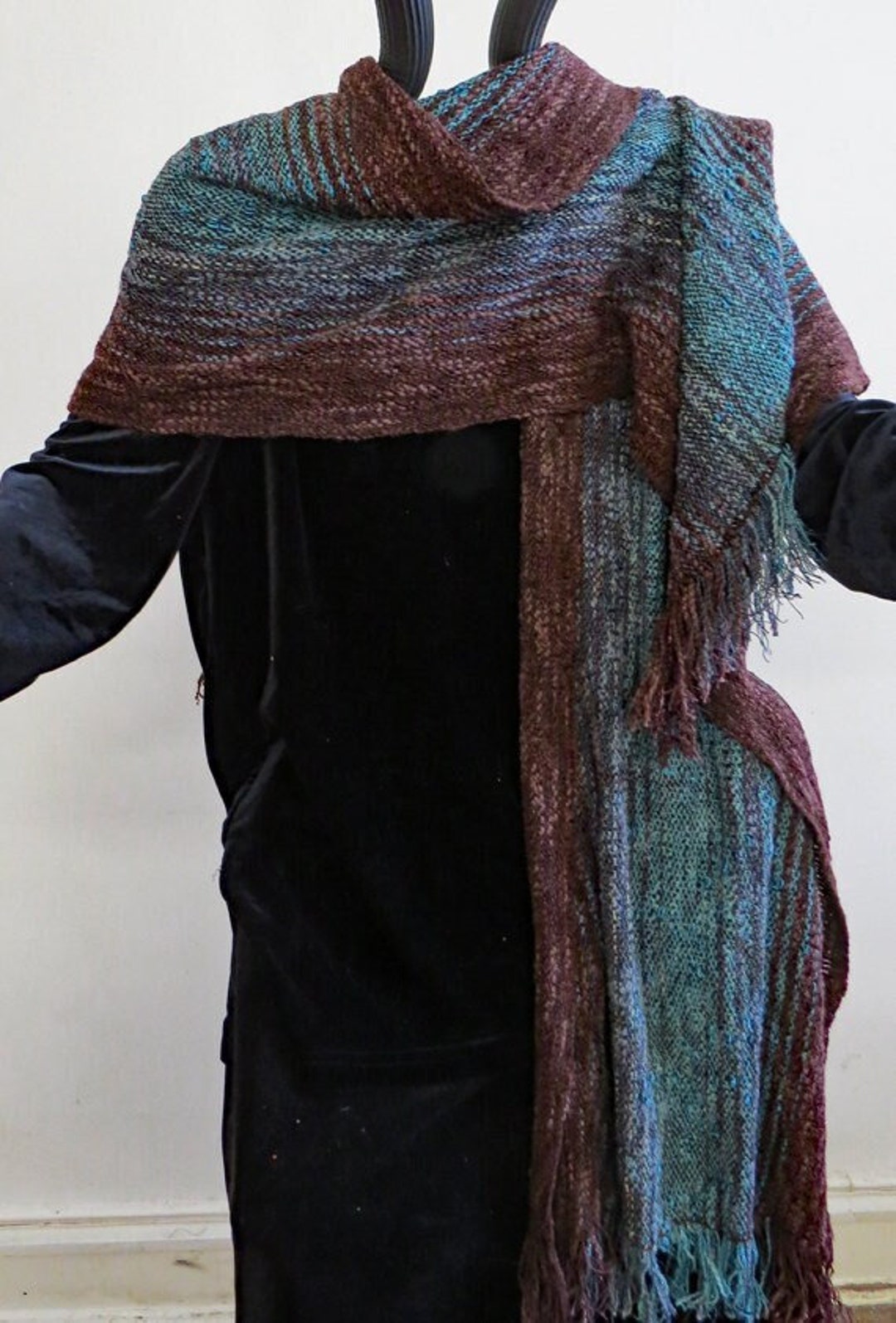 RUANA Handwoven, Handmade, Cotton, Rayon Chenille, Green and Brown - Etsy