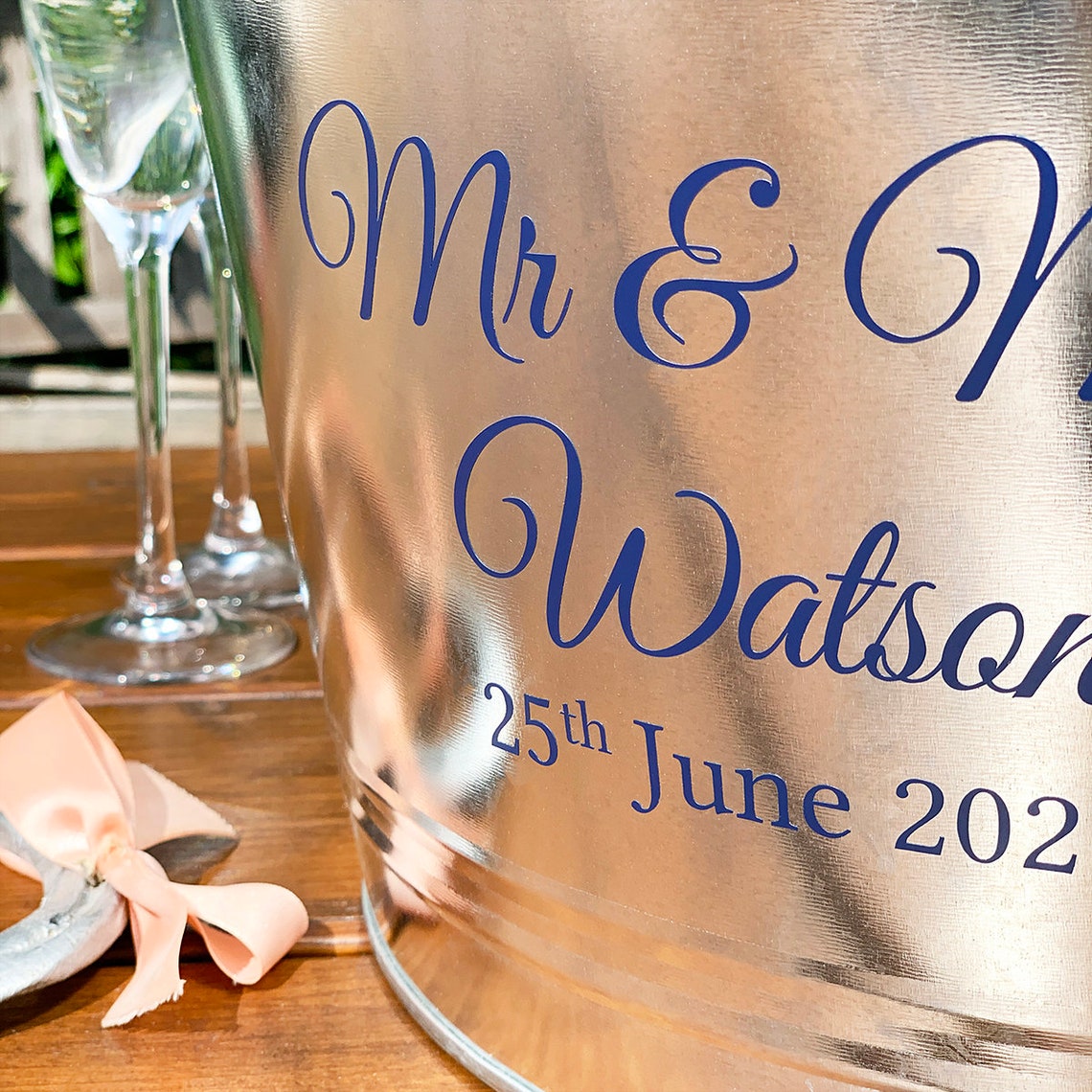 Personalised Ice Bucket for Wedding Galvanized Metal Wine - Etsy