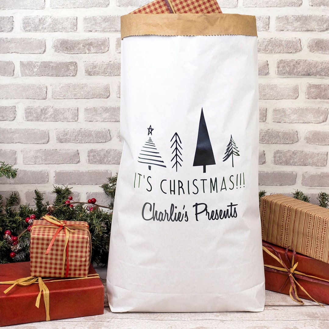 Personalised Trees Paper Christmas Sack Christmas Stocking Festive ...