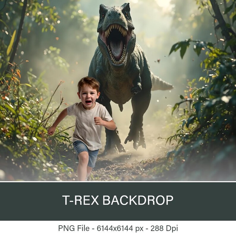 Realistic T-rex Digital Background Dinosaur Chasing Scene in a Sunny ...