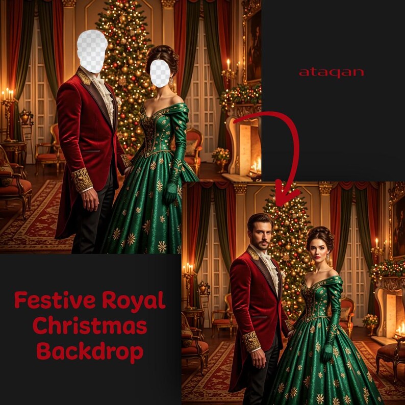 Festive Royal Christmas Backdrop Featuring a Stunning Christmas Tree Scene - Etsy