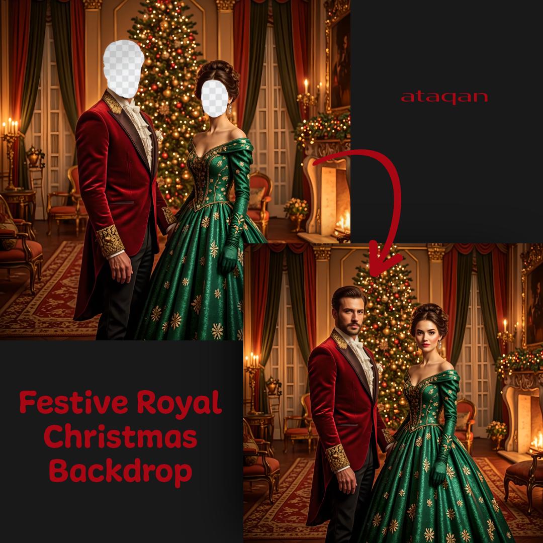 Festive Royal Christmas Backdrop Featuring a Stunning Christmas Tree ...