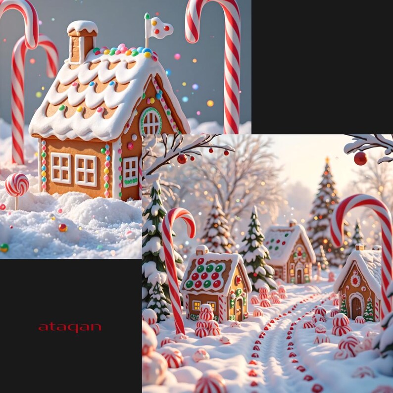 11 Candyland Christmas Digital Backgrounds - Magical Christmas Backdrop ...