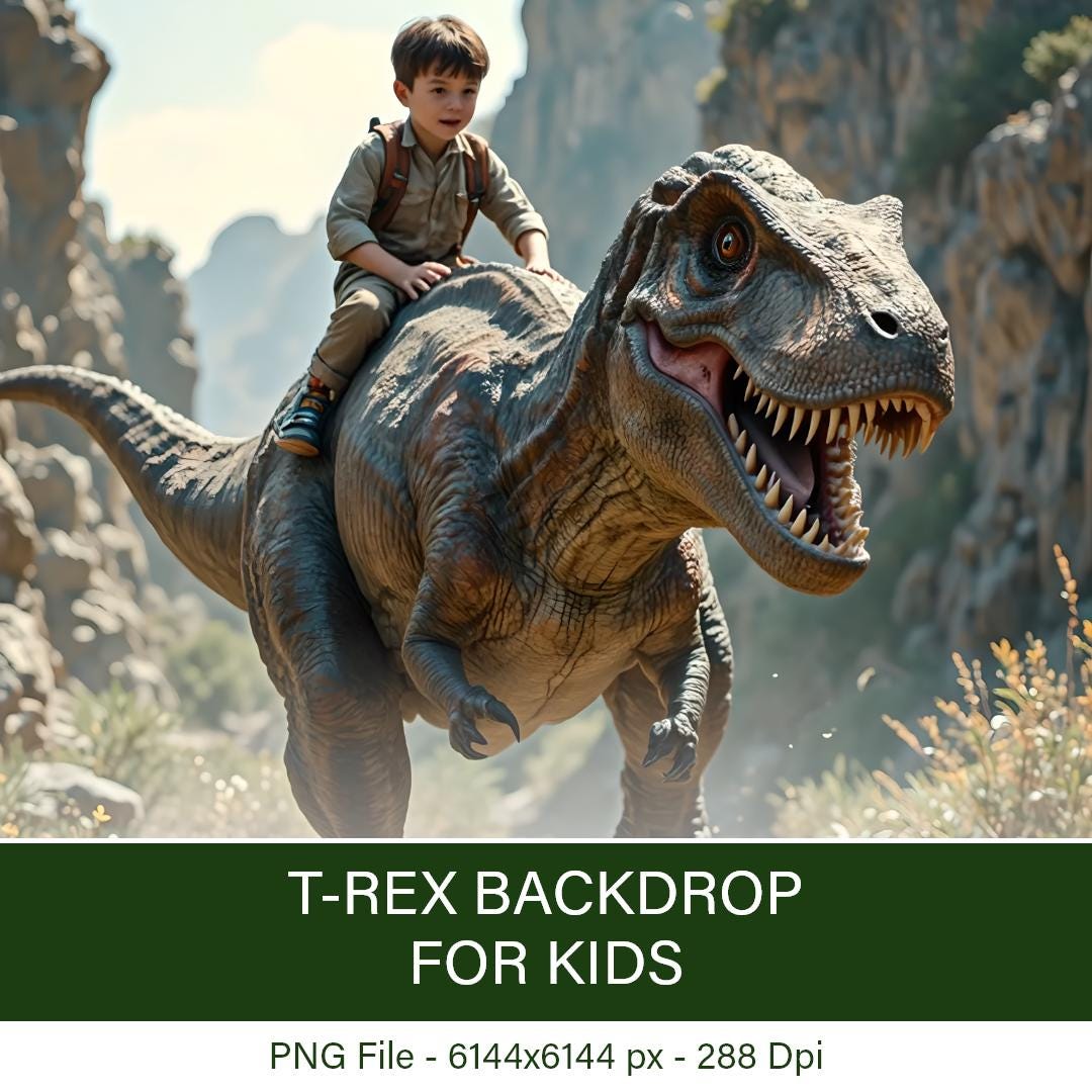 Dinosaur Digital Background Realistic T-rex Chasing in a Sunny Forest ...