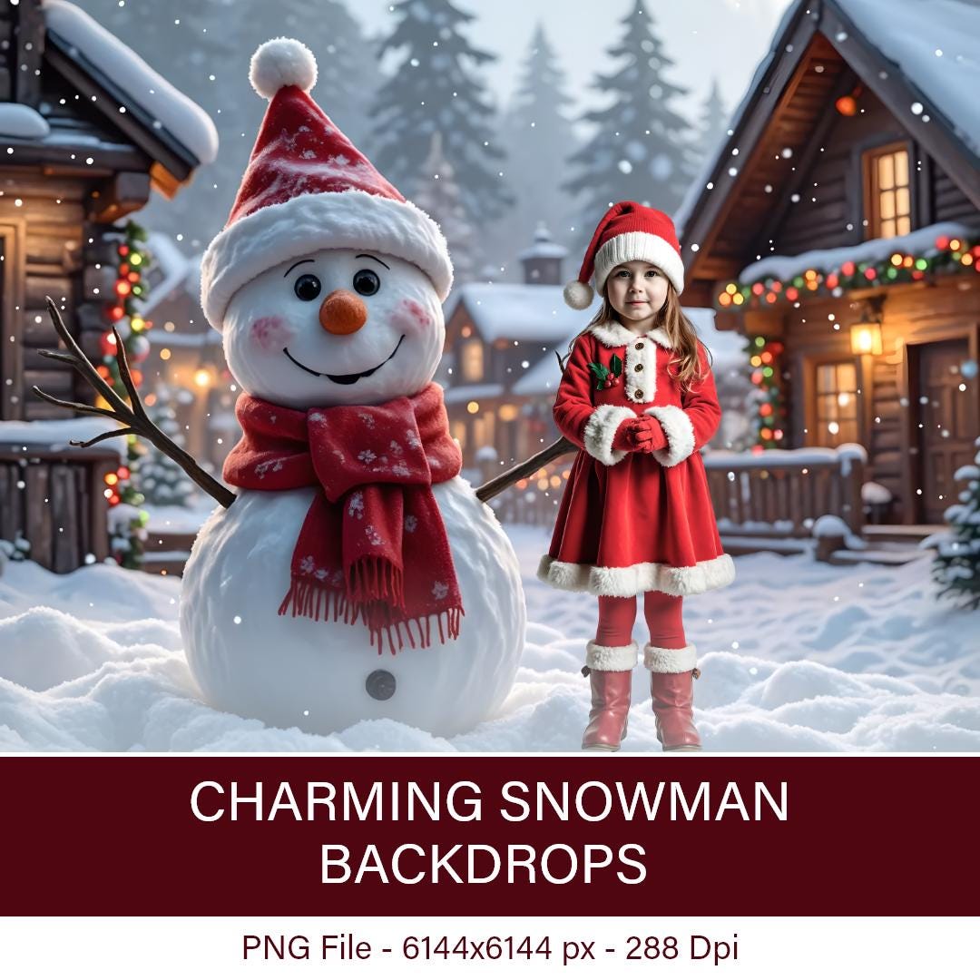 Charming Snowman Digital Backdrops for Christmas Perfect for Photo ...