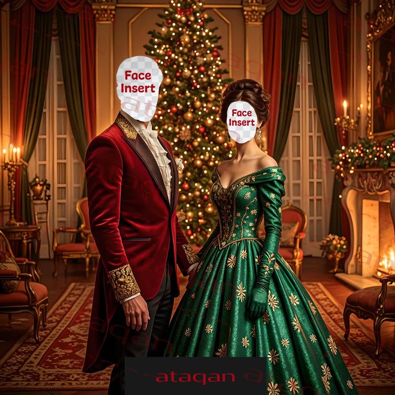 Festive Royal Christmas Backdrop Featuring a Stunning Christmas Tree ...
