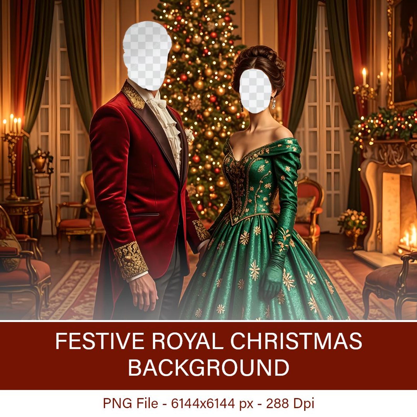 Festive Royal Christmas Backdrop Featuring a Stunning Christmas Tree ...