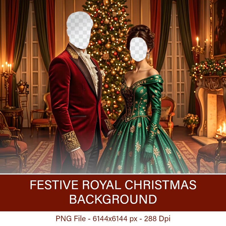 Festive Royal Christmas Backdrop Featuring a Stunning Christmas Tree ...