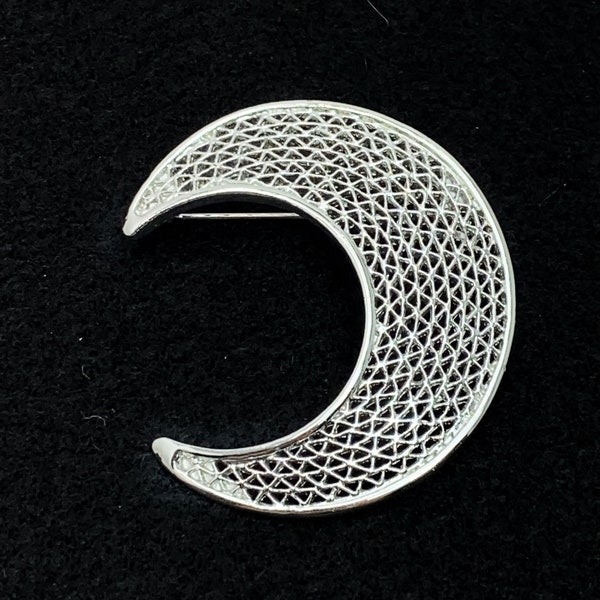 Silver Moon Brooch - Etsy