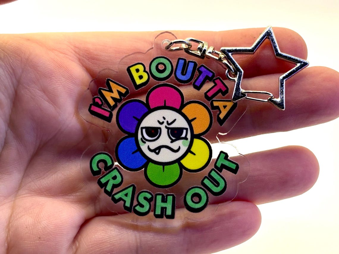 Dandy’s World I’m About to Crash Out - 2” Double Sided Acrylic Keychain ...