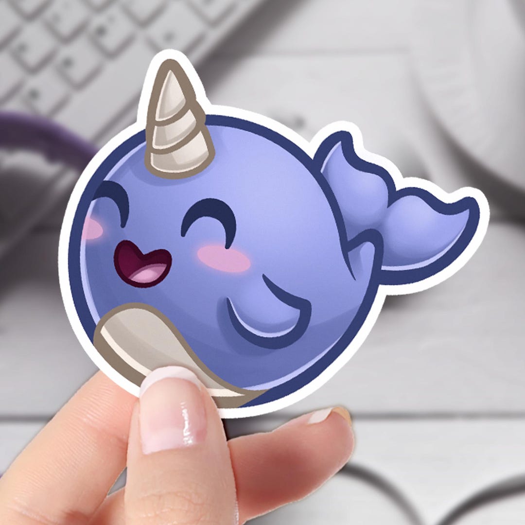 Cute Narwhal Sticker ~ Waterproof Vinyl Sticker for Laptop, Vehicle ...