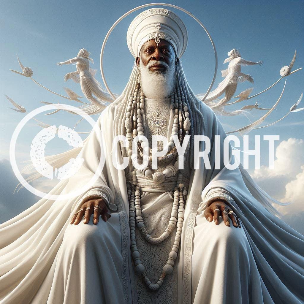 Orisha Obatala of Wisdom and Divination Yoruba African Art Painting Ifa ...