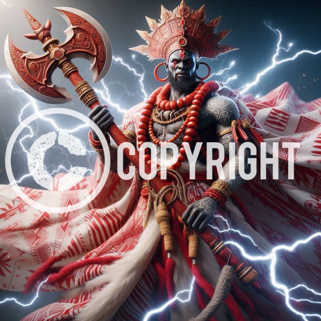 Orisha Shango God of Thunder & Masculinity Yoruba African Art Painting Ifa Santeria Cadomble ...