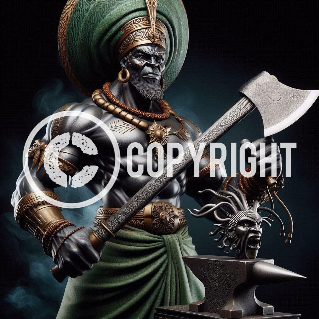 Orisha Ogun God of War, Technology & Iron Yoruba African Art Painting ...