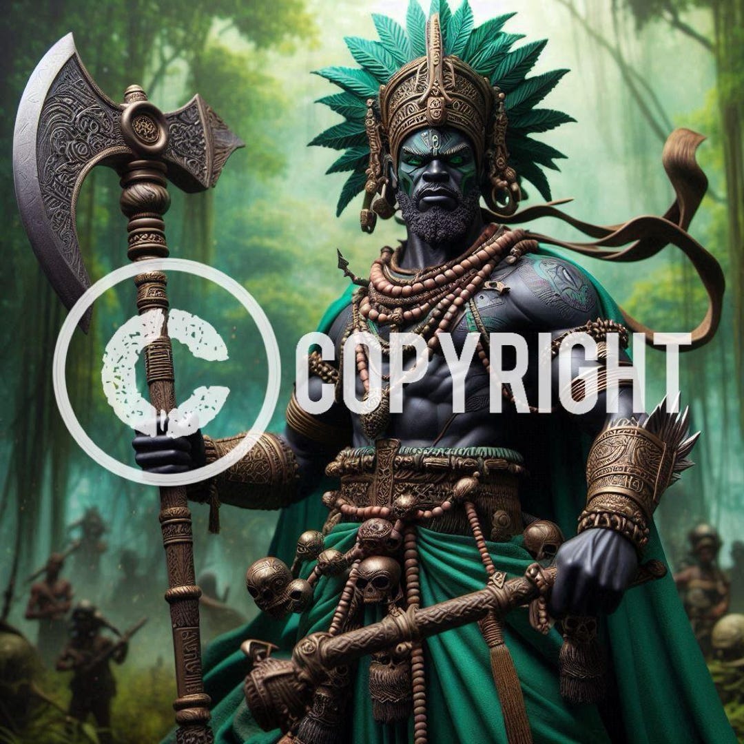 Orisha Ogun God of War, Technology & Iron Yoruba African Art Painting ...