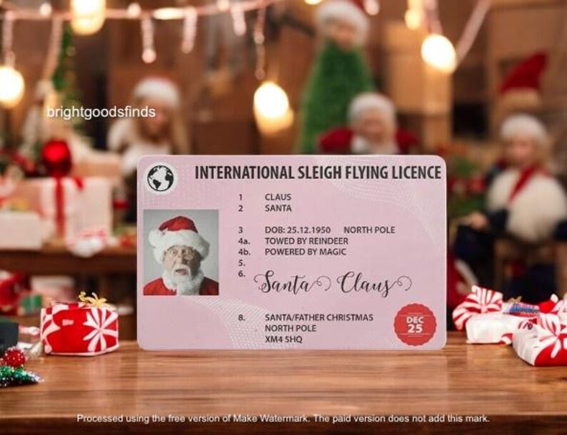 Santa Claus North Pole Driver License Christmas Novelty Card Fun ...
