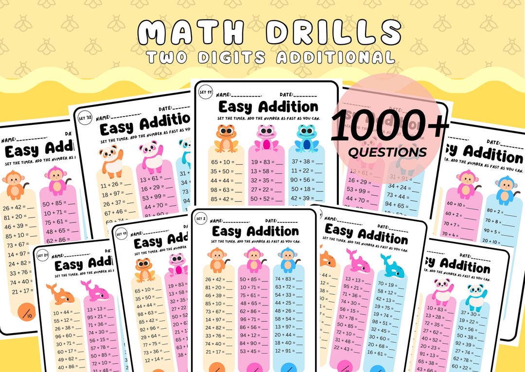 Maths Drill Addition 1000+ Equation Worksheets Printable Number 1 to ...