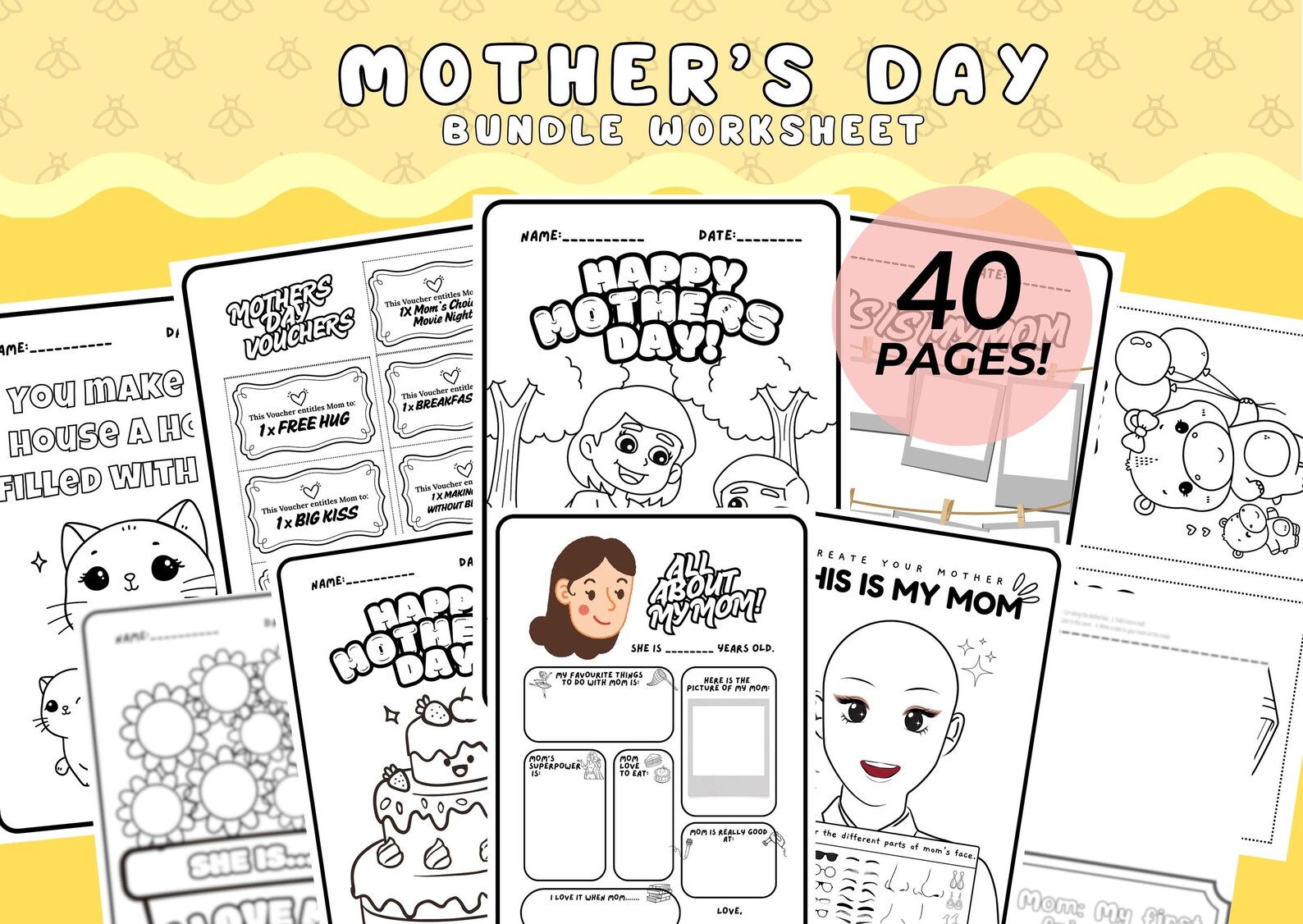 Mother's Day Printable All About My Mom Mothers Day Gift Card for ...