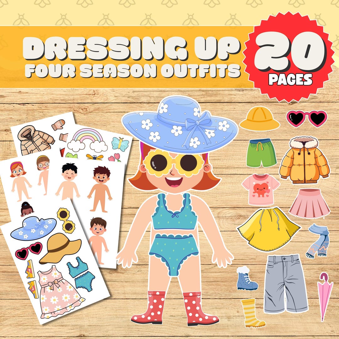 Four Seasons Dress up Printable Activity File Folder Game for Toddlers ...