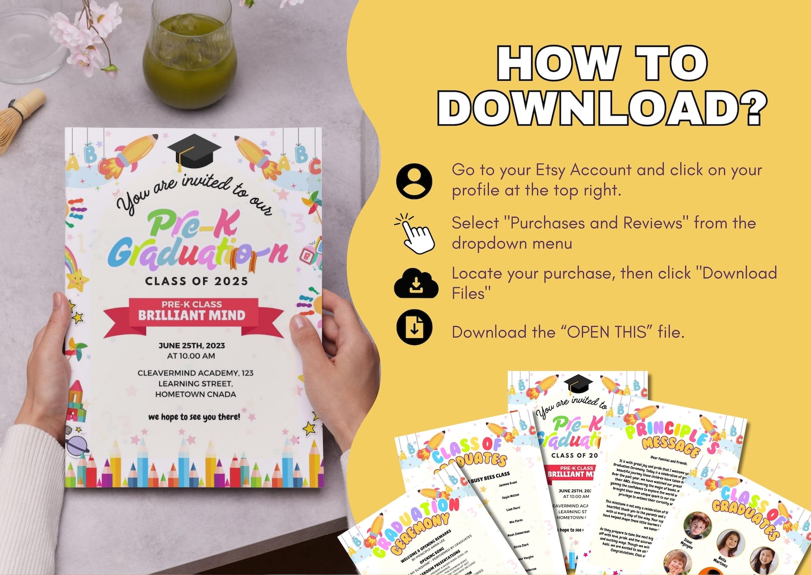 Preschool Graduation Program Template Class of 2025 Pre-k Printable ...
