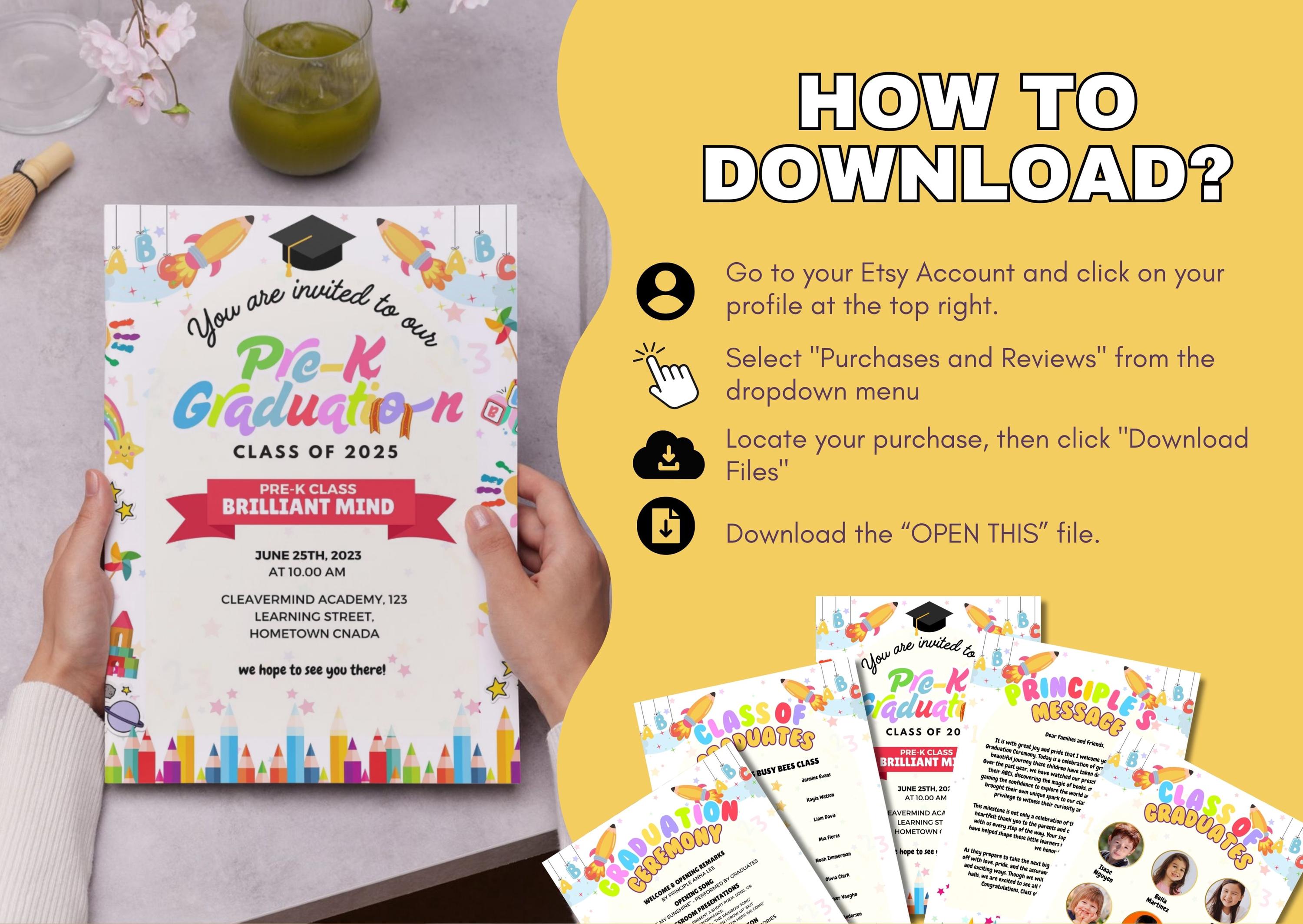 Preschool Graduation Program Template Class of 2025 Pre-k Printable ...