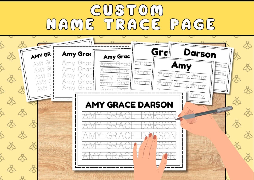 Personalised Name Tracing Sheet Handwriting Practice Custom Name Trace ...