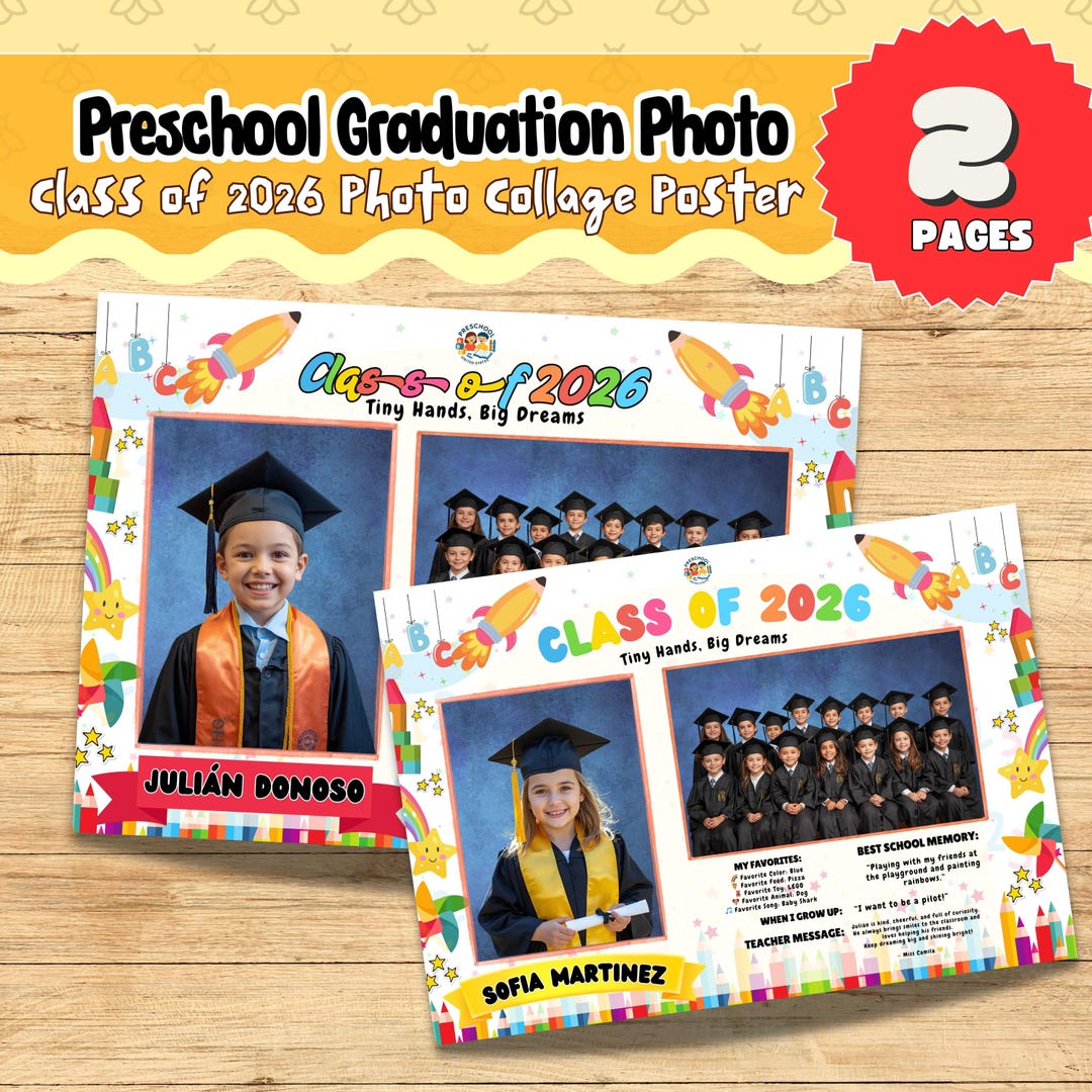 Preschool Graduation Photo Template Editable Canva Template 2026 ...