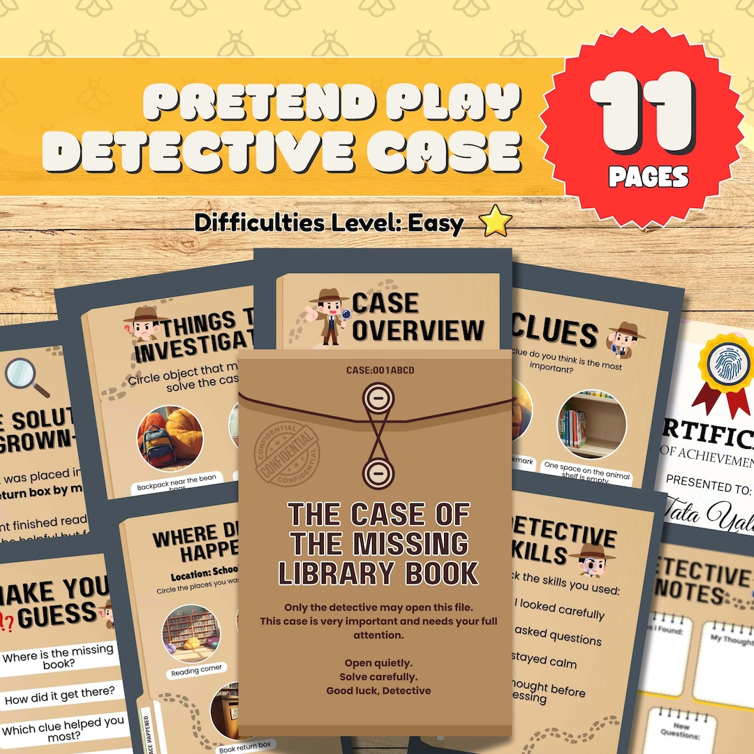 Kids Detective Pretend Play Preschool Printable Mystery Case File ...